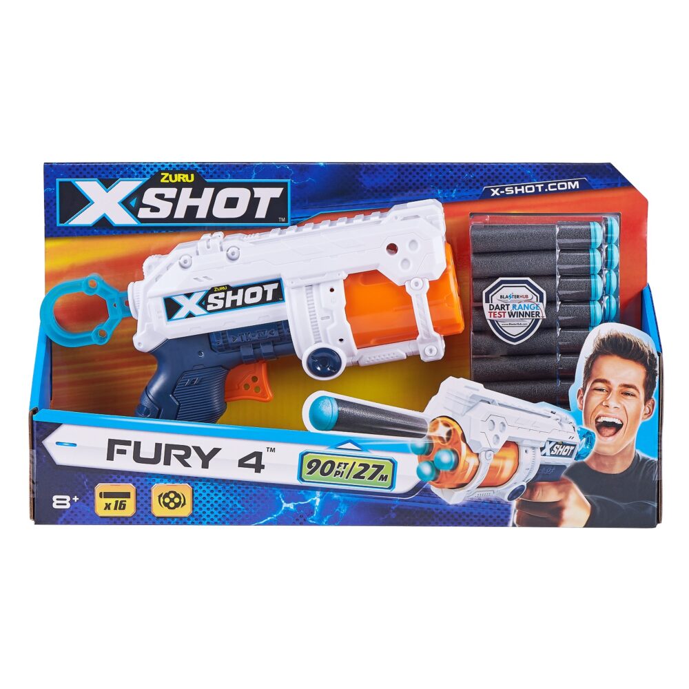 X-Shot Fury-4 - Wit - nerf-pijltjes.nl